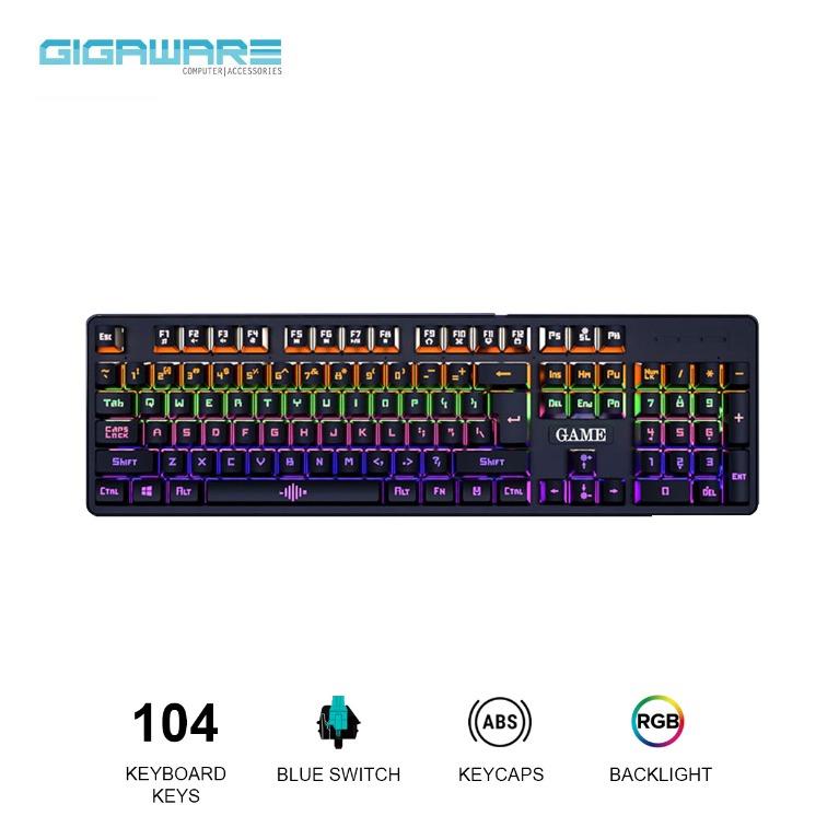Gigaware K30 RGB Backlit Mechanical Keyboard (Blue Switch), Computers & Tech, Parts ...