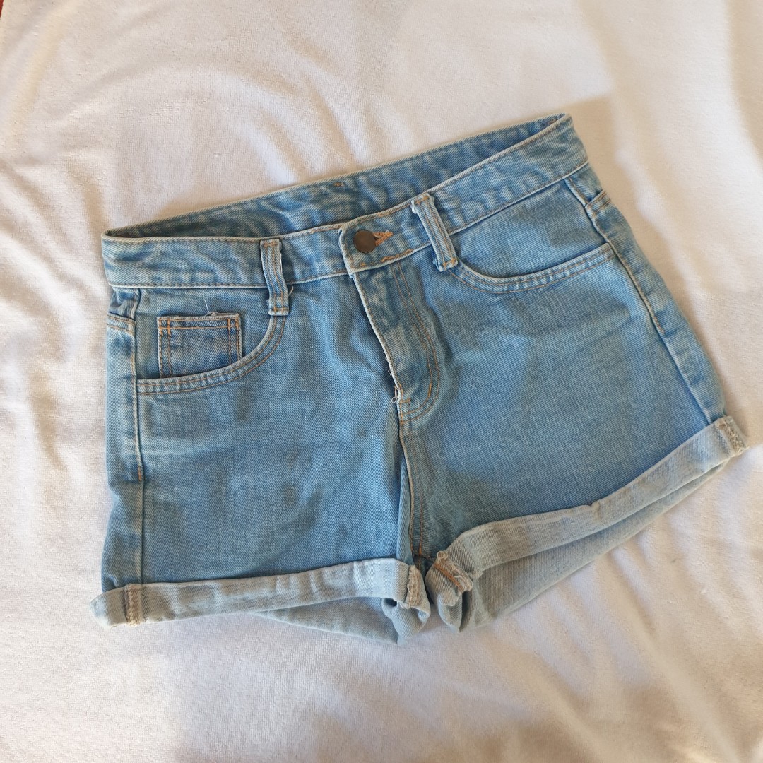 Highwaist Light Denim Shorts Cleancut, Women's Fashion, Bottoms, Shorts ...