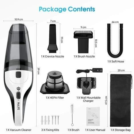 HoLife HM218B Handheld Vacuum Cordless with HEPA Filter, TV & Home ...