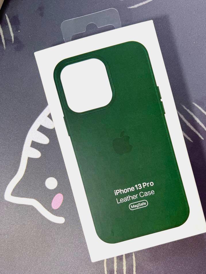 iPhone 13 Pro Green Leather Case (imitate, supports magsafe), Mobile ...