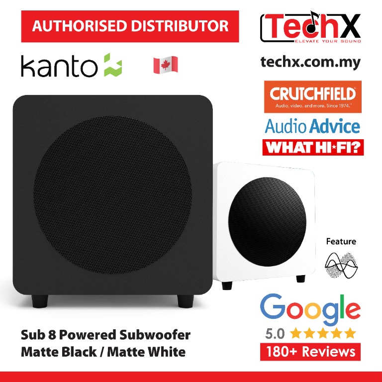 Kanto sub8 Powered Subwoofer - Powerful Bass Extension, Audio ...