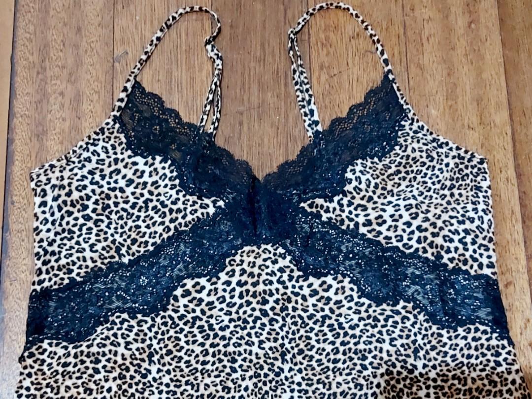 Leopard Print Nightwear/Lingerie/Nighties/Silk/Satin, Women's Fashion ...