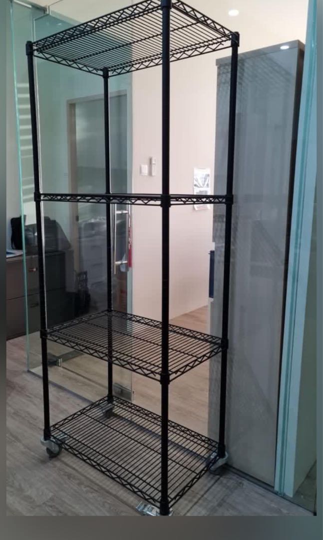 Metal Black Shelving Rack, Furniture & Home Living, Furniture, Shelves ...