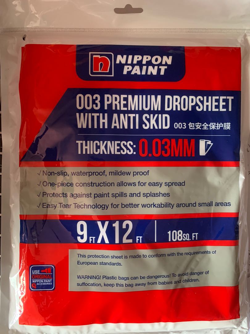 (SET OF 5) Nippon Paint Premium drop sheet with anti skid 9x12ft ...