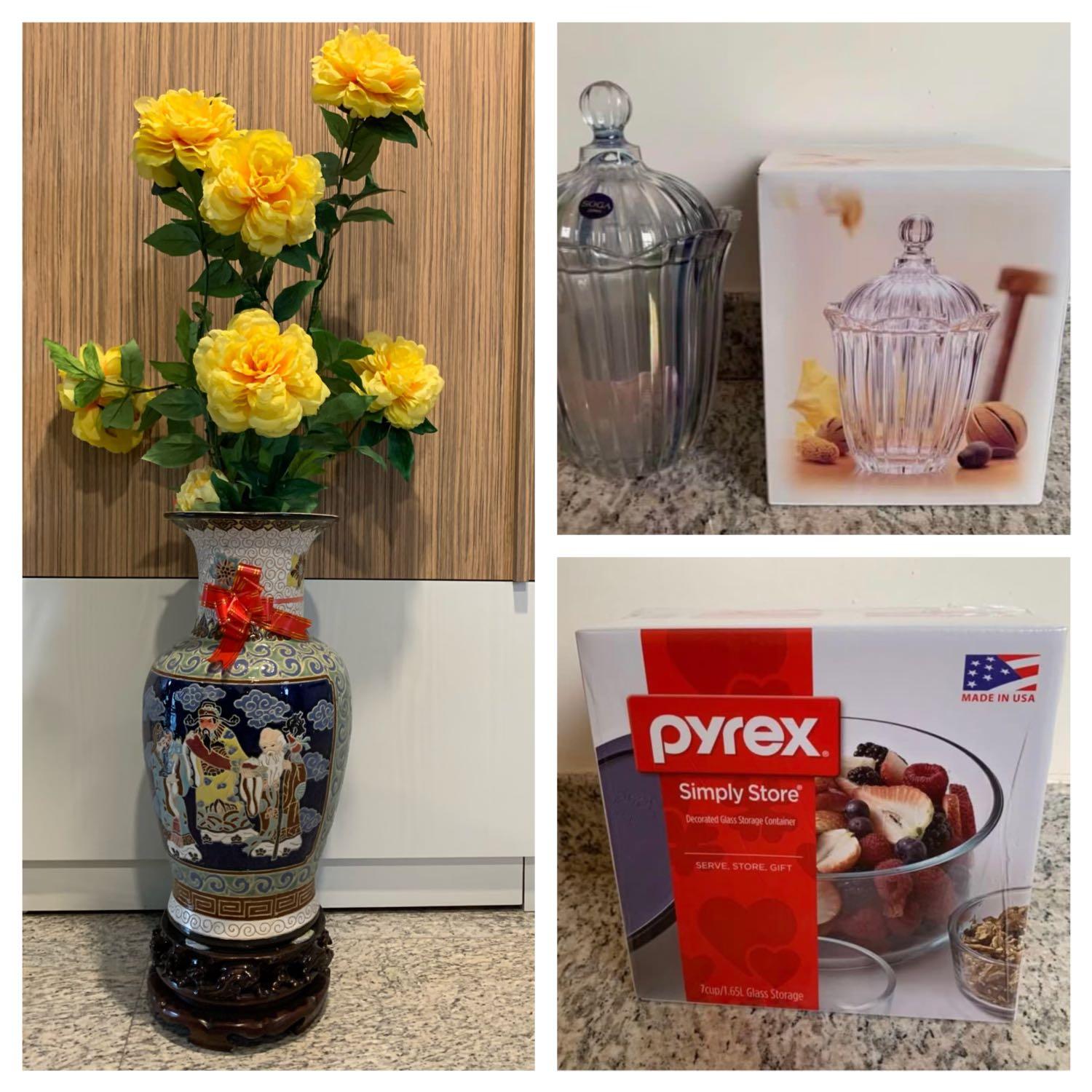 Pyrex Container / SOGA Cannister / Chinese Vase / LongDa Bone China ...