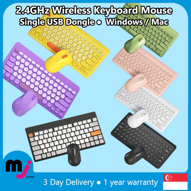 Ready Stock! BOW Wireless 2.4GH Keyboard and Mouse Combo Retro Design ...