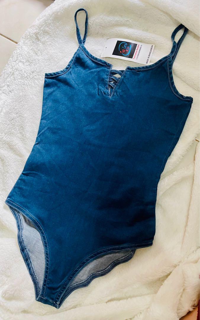 SOFT DENIM LACE UP SWIMSUIT U BACK SWXY STYLE, Women's Fashion ...