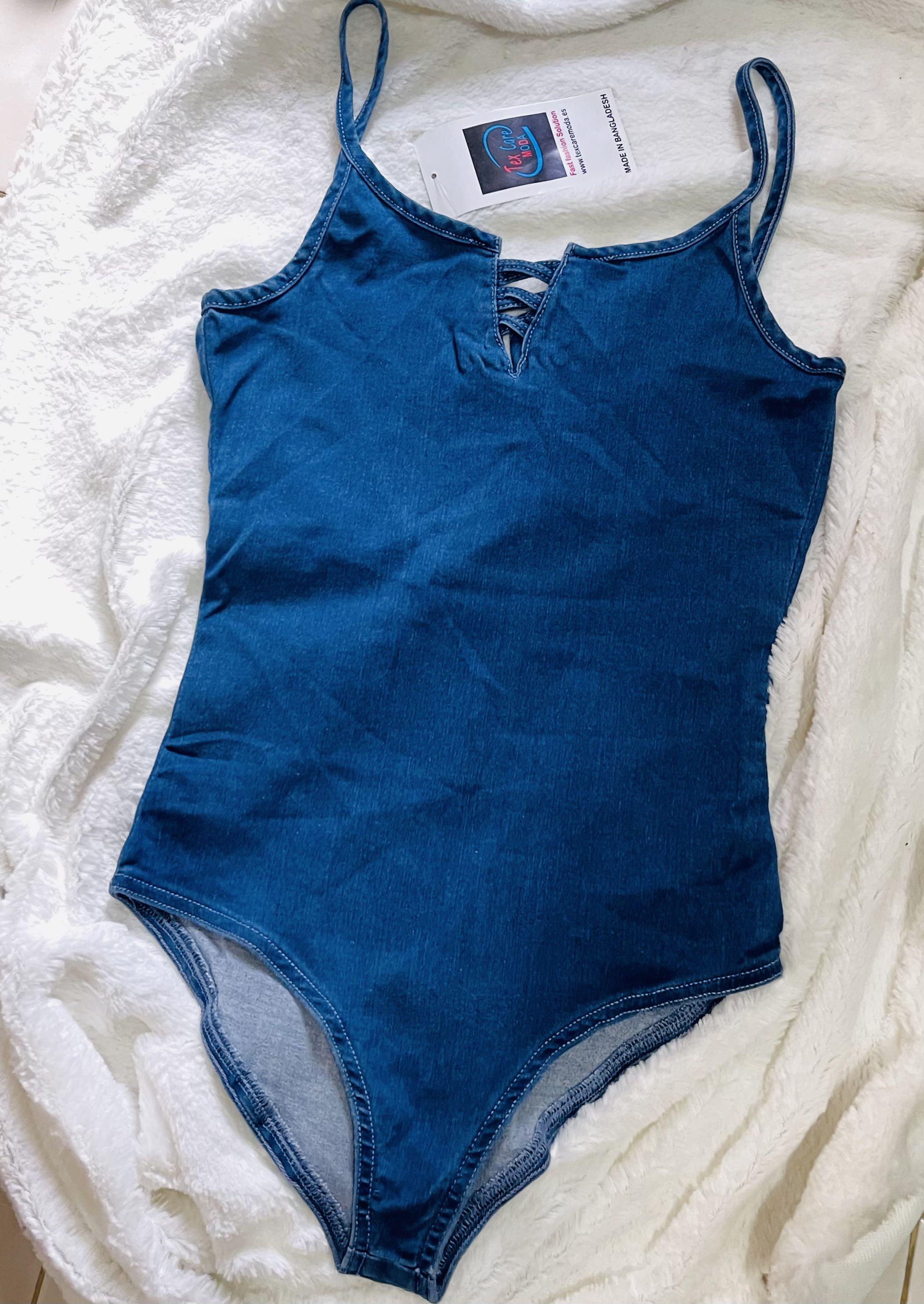 SOFT DENIM LACE UP SWIMSUIT U BACK SWXY STYLE, Women's Fashion ...