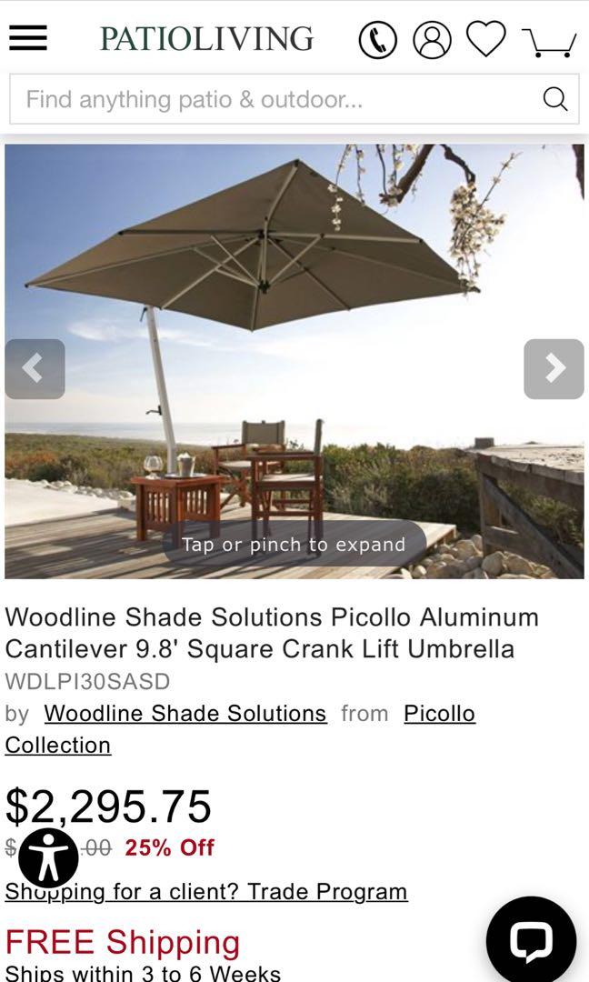 Woodline Picollo Shade Pool Umbrella, Furniture & Home Living, Outdoor ...