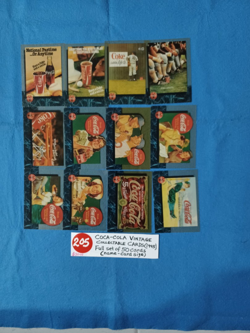 #205 COCA-COLA VINTAGE COLLECTIBLE CARDS (1995). FULL SET OF 50 CARDS ...