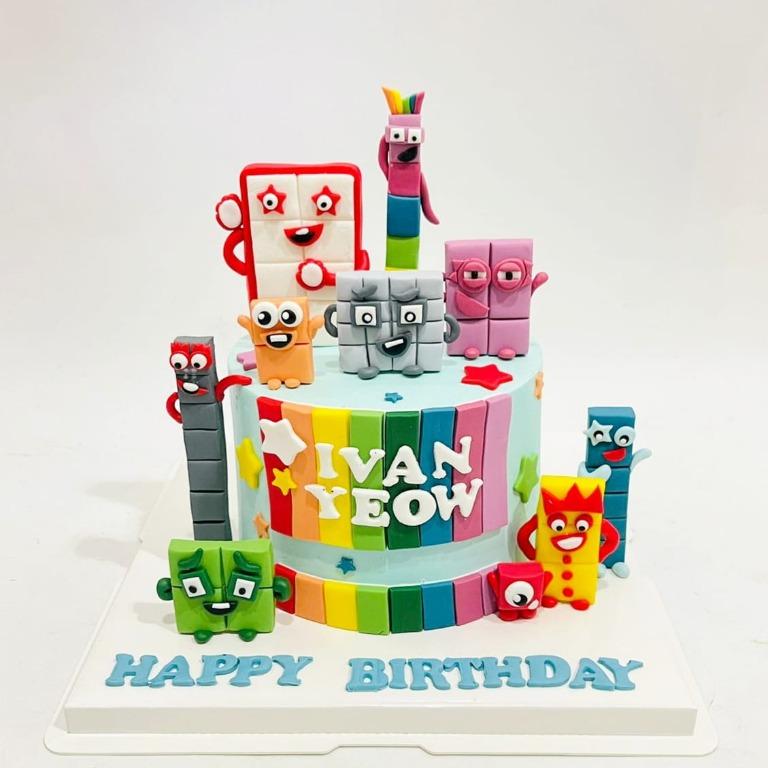 5inch Number Blocks Rainbow Cake, Food & Drinks, Homemade Bakes on ...