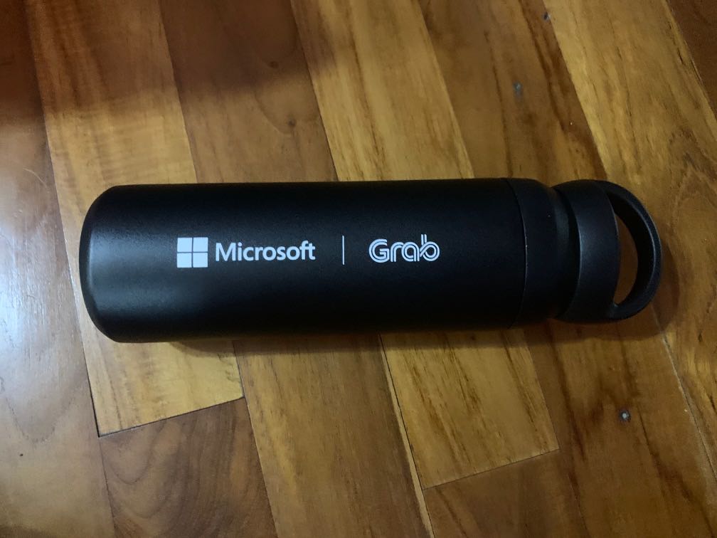Bottle with Microsoft and Grab logo, Furniture & Home Living ...