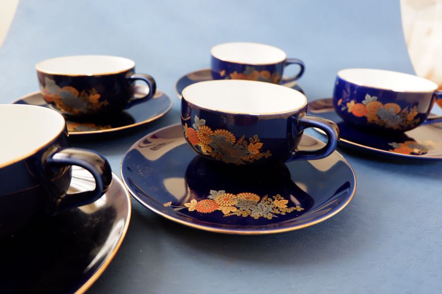 Midnight Blue Cup and Saucer Set, Furniture & Home Living, Kitchenware ...