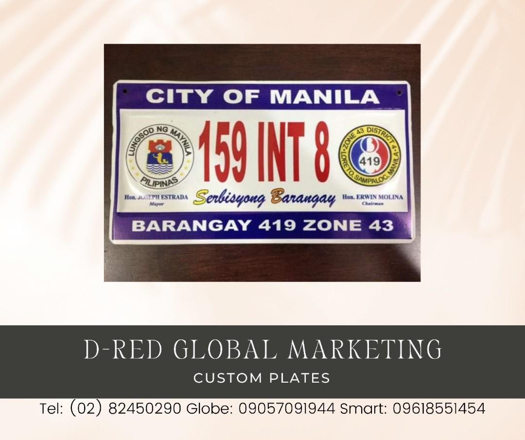 House Number Plates, Barangay Tricycle Plate Numbers,Rush Plate Numbers ...