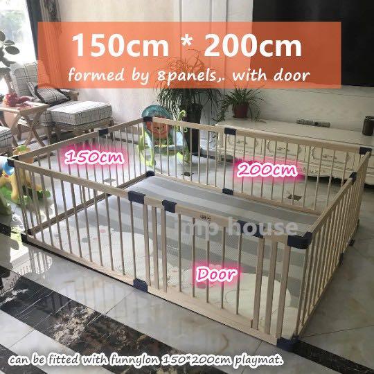 Jollybaby Wooden Playpen (8 panels with door), Babies & Kids, Baby ...