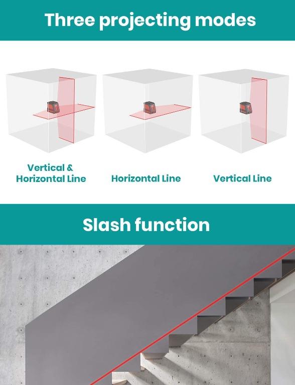 Klearlook Laser Spirit Level with Two Modules, Self-Levelling, Vertical ...