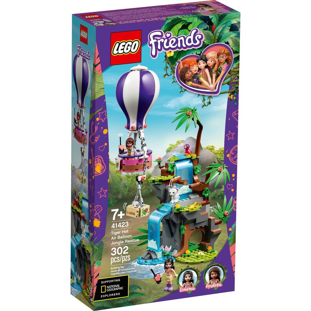 LEGO 41423 Friends Tiger Hot Air Balloon Jungle Rescue Building Kit ...
