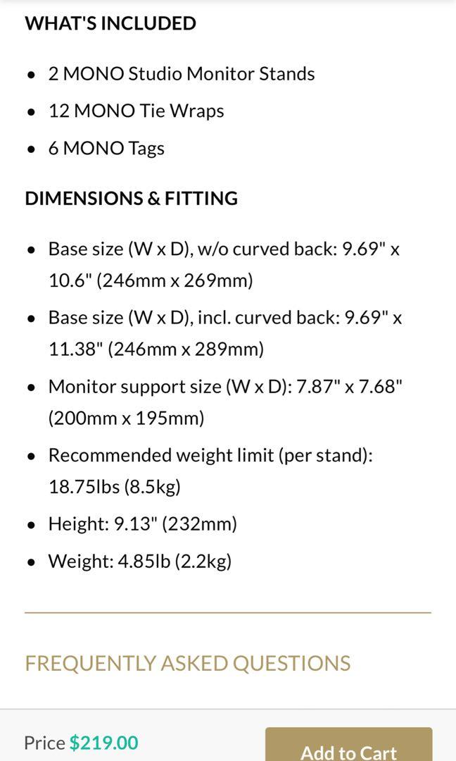 MONO studio monitor stands, black, Audio, Soundbars, Speakers ...