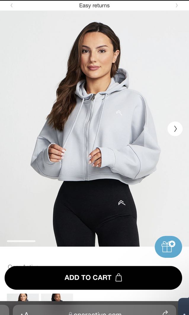 Oner Active Classic Crop Zip Hoodie, Women's Fashion, Activewear on ...