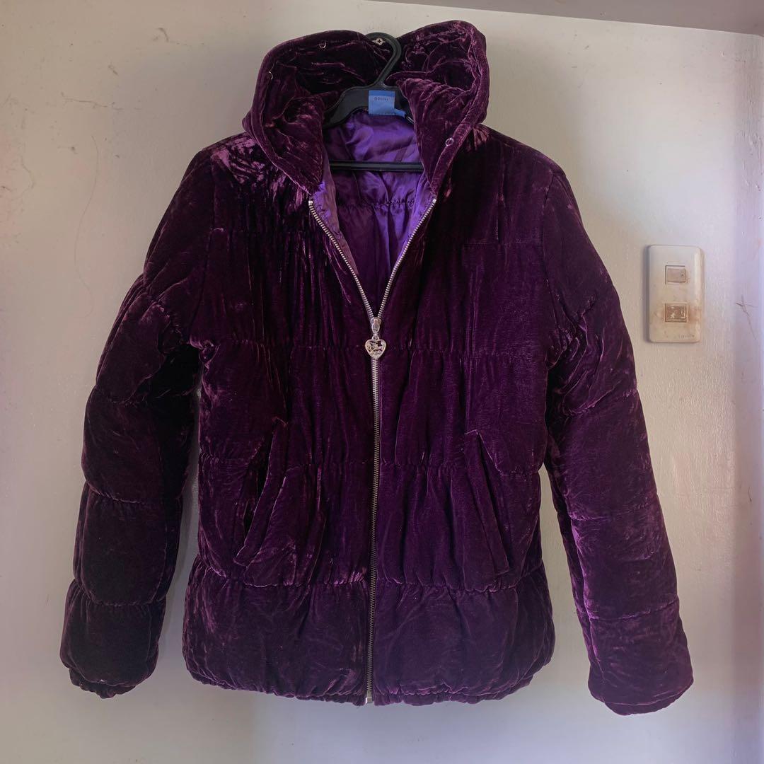PURPLE VELVET PUFFER JACKET, Women's Fashion, Coats, Jackets and ...