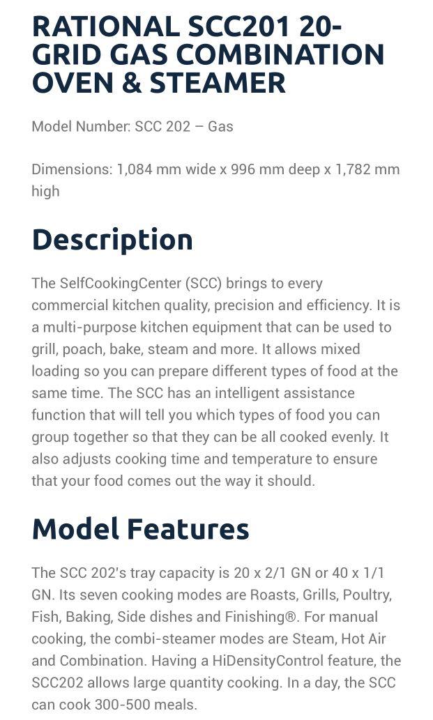 RATIONAL COMBI OVEN SCC SI WE202 Gas unit LPG, TV & Home Appliances ...