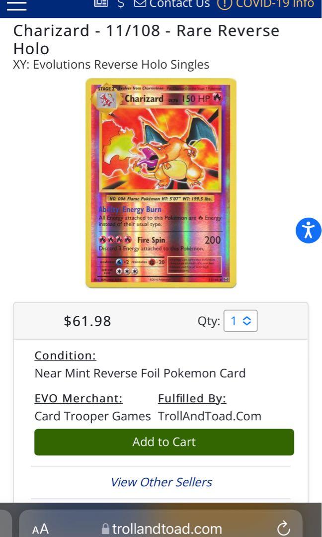 Reverse Holo Charizard, Hobbies & Toys, Memorabilia & Collectibles ...