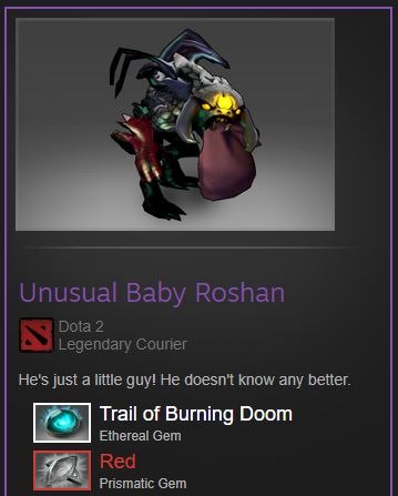 Unusual Baby Roshan Trail of Burning Doom, Red DOTA 2, Video Gaming ...