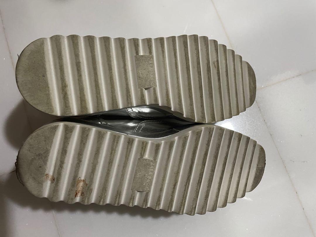 Zara Basic Collection- Silver Platform shoes( 100%Authentic) size 36 ...