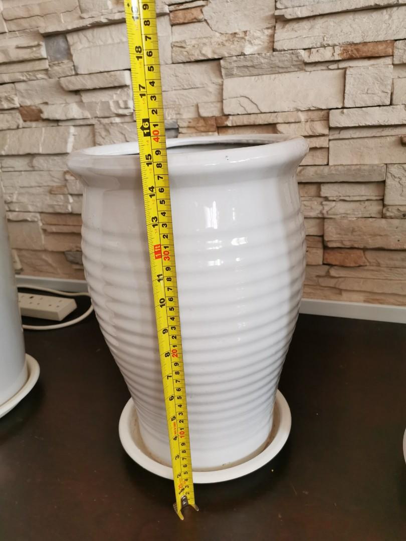 3 ceramic planters with Baba drainage plates ($15@), Furniture & Home ...