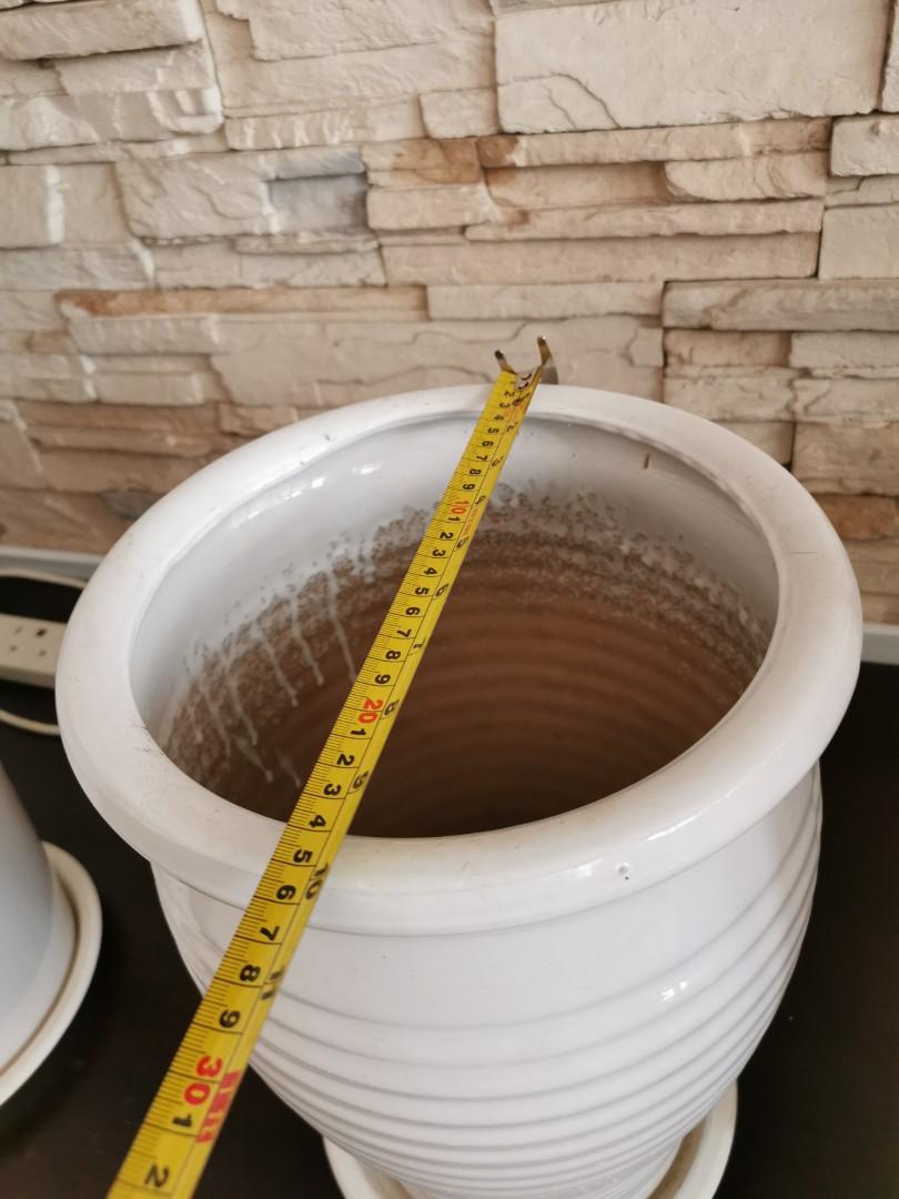 3 ceramic planters with Baba drainage plates ($15@), Furniture & Home ...