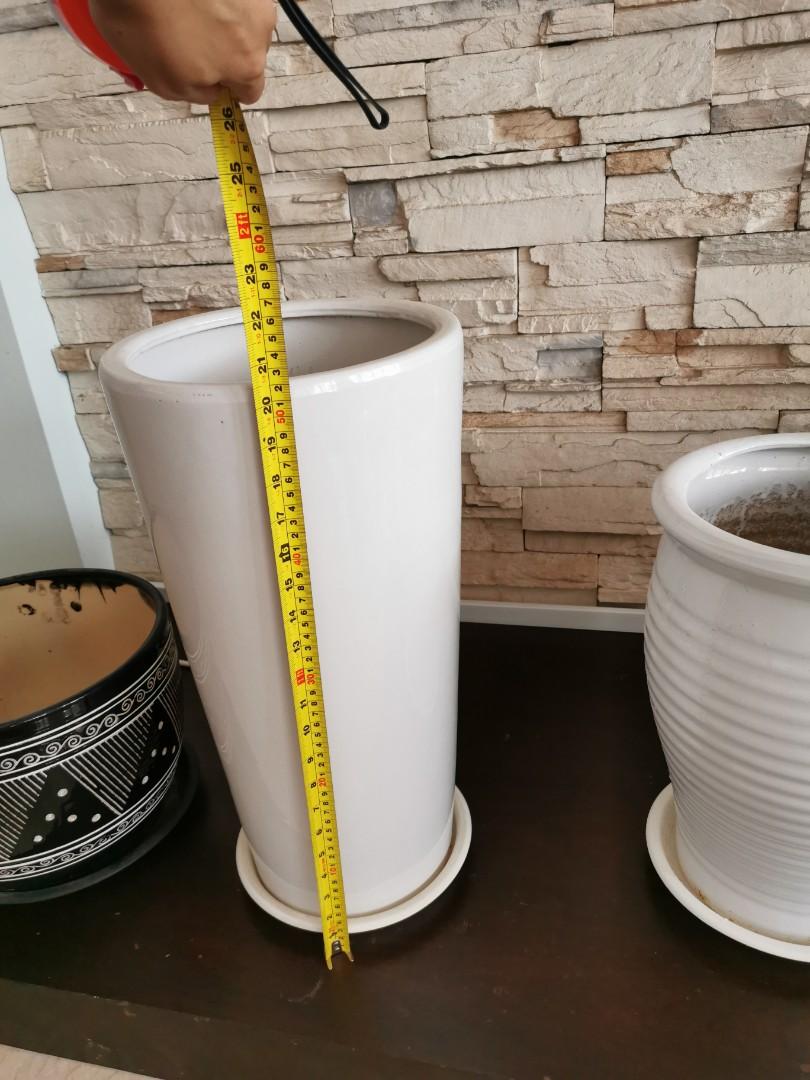 3 ceramic planters with Baba drainage plates ($15@), Furniture & Home ...
