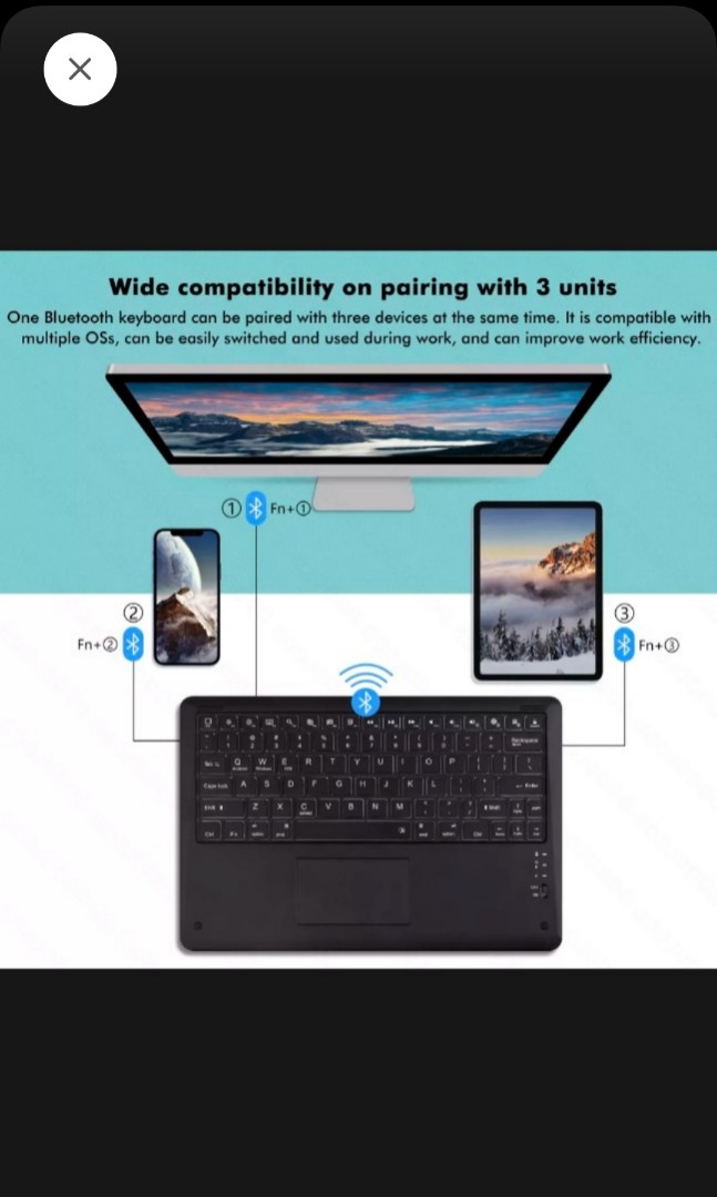 Bluetooth keyboard with TouchPad for iPad, Samsung android tablet, Windows pc, Computers & Tech ...
