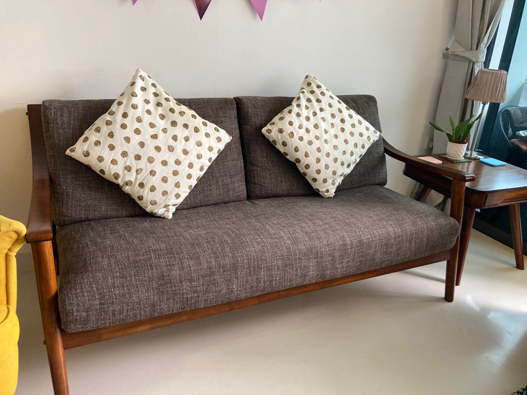 BRENNAN 3 SEATER (FAB) LAVA FABRIC SOFA, Furniture & Home Living ...