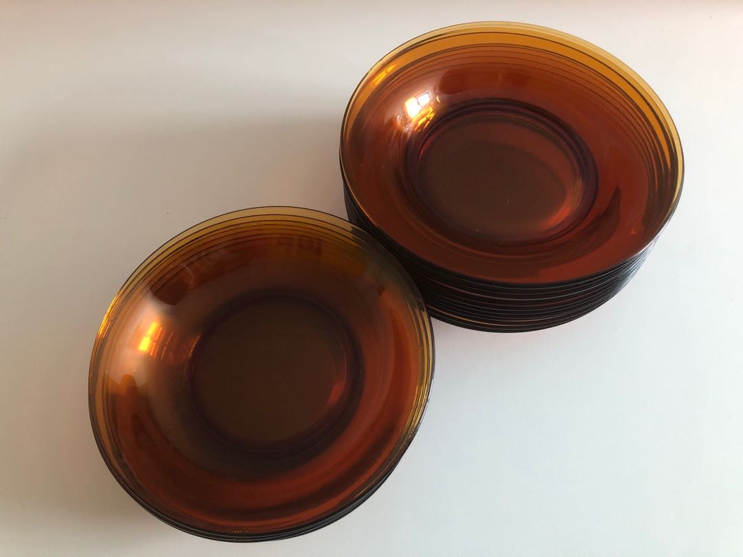 Brown glass plate set, Furniture & Home Living, Kitchenware & Tableware ...