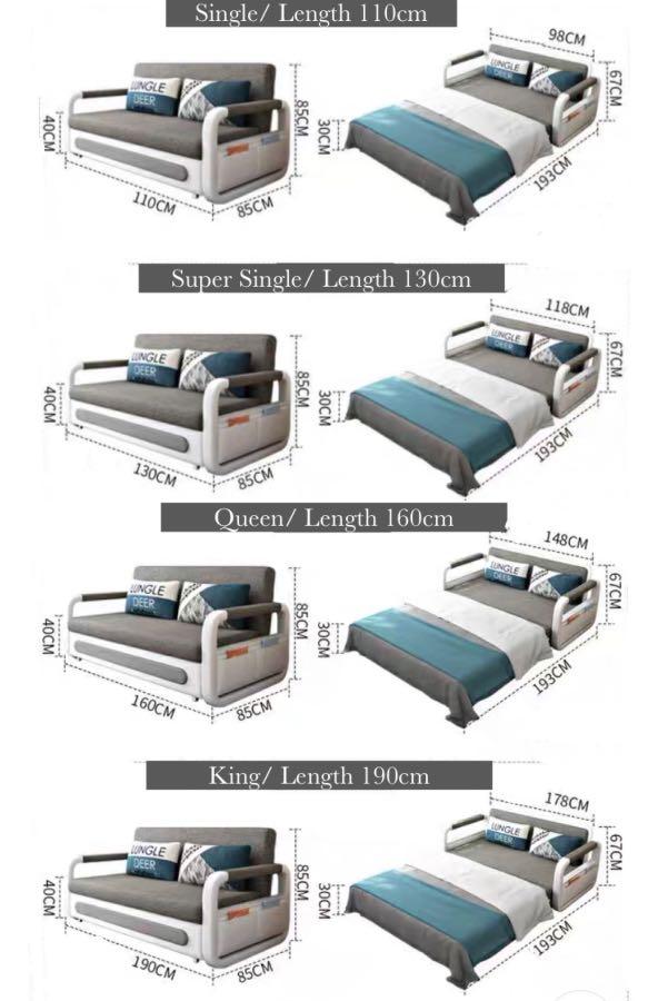 Sofa Bed Single Size/ Length 110cm Evans Multi-Functional Sofa Bed With Storage Compartment ...