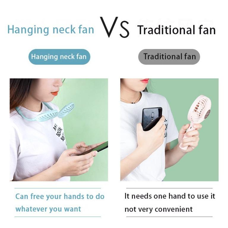 Hanging Neck Fan with Aromatherapy LED light Bendable Wearable Sports ...