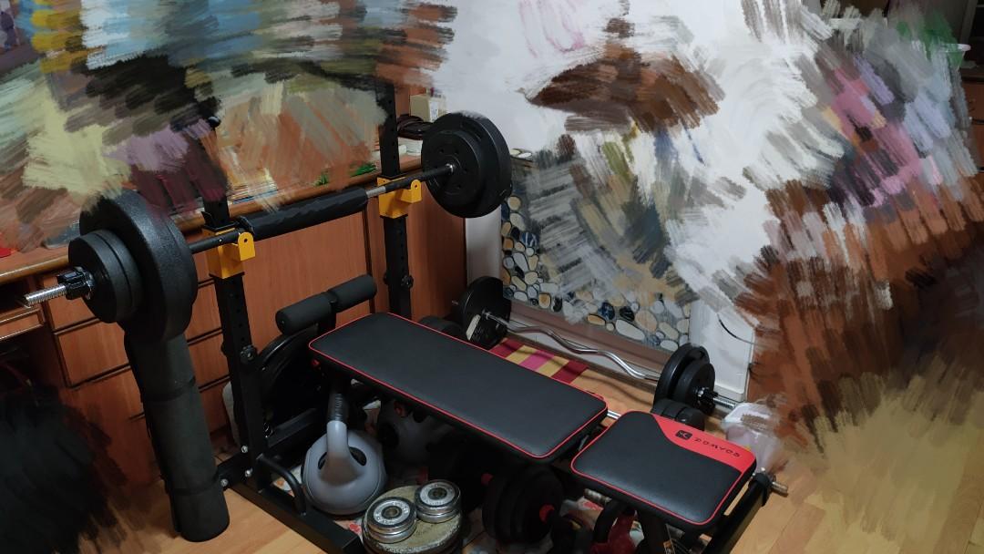 Home Gym Bench Press Setup, Sports Equipment, Exercise & Fitness ...