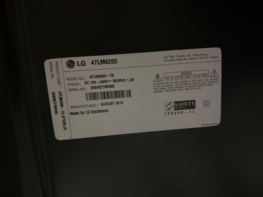 LG 47LM6200 LED TV, TV & Home Appliances, TV & Entertainment, TV on ...