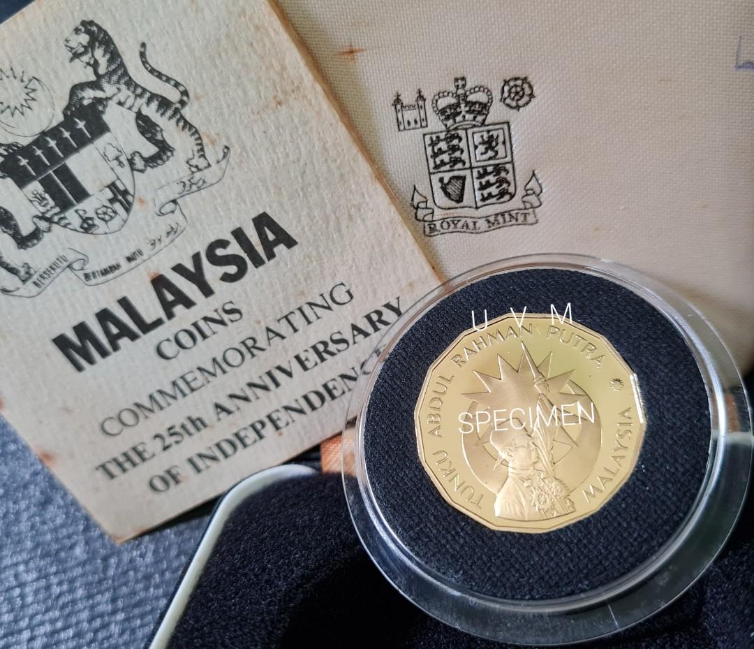Malaysia Gold Coins Commemorative of 25th Anni Ind, Hobbies & Toys ...