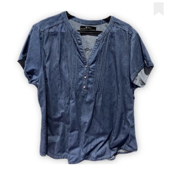 Maong Jeans Blouse Top, Women's Fashion, Tops, Blouses on Carousell
