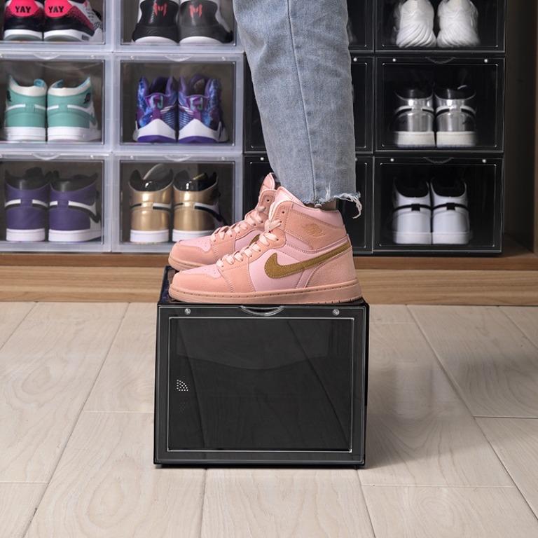 Premium Front Display Shoe Box with Magnetic Door Black AJ Box ...