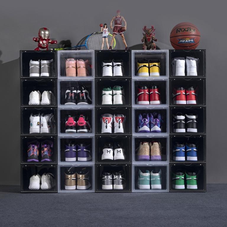 Premium Front Display Shoe Box with Magnetic Door Black AJ Box ...