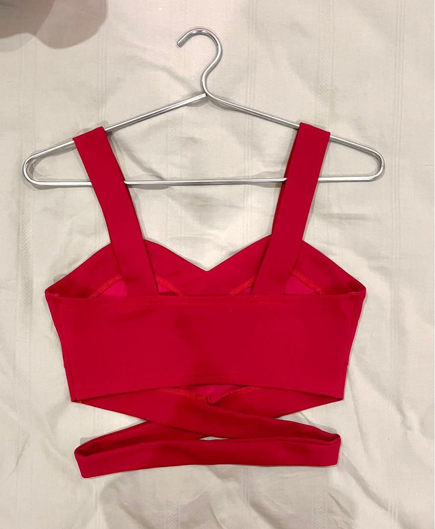 Red Crop Top with Cross Band SHEIN, Women's Fashion, Tops, Sleeveless ...