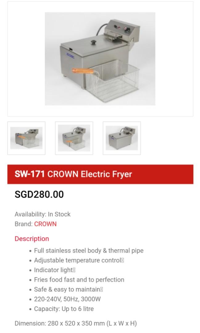 SW-171 Crown electric fryer, TV & Home Appliances, Kitchen Appliances ...