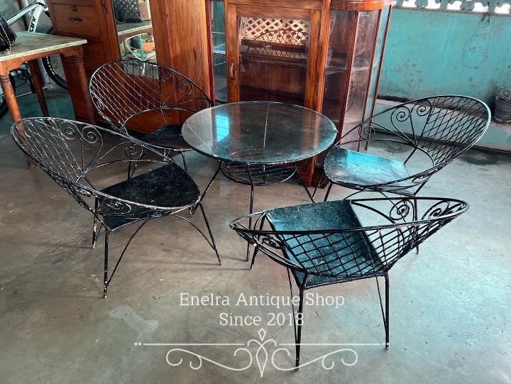SALE SALE Vintage Garden Set with Top Glass, Furniture & Home Living ...