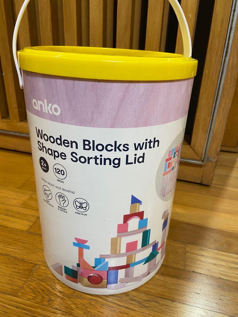 Wooden Blocks with Shape Sorting Lid 120 pieces Anko - Problem Solving ...