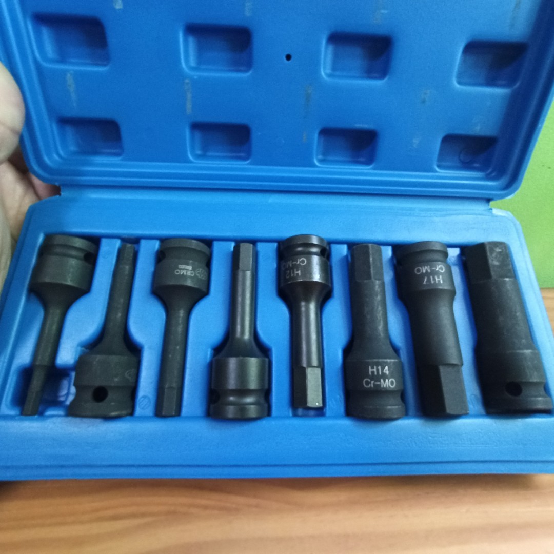 1/2” Drive Allen Bit Socket Set 8 Piece 5mm to 19mm Cr-Mo Impact Grade ...