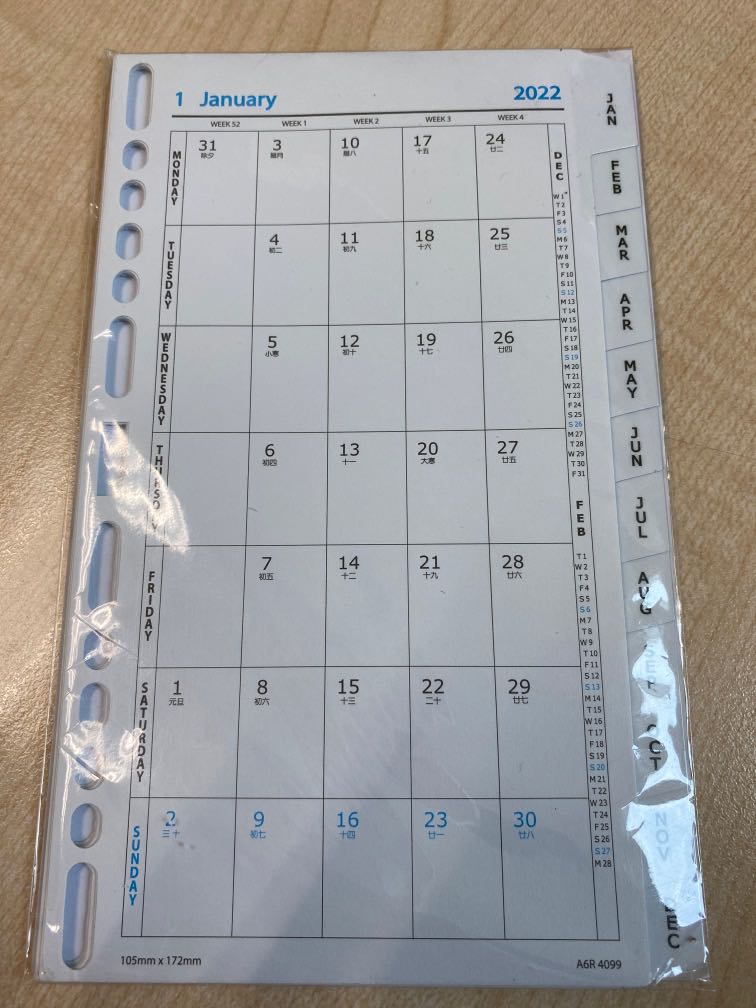 12-Month Dividers (Dated) 2022 Calendar, Hobbies & Toys, Stationery ...