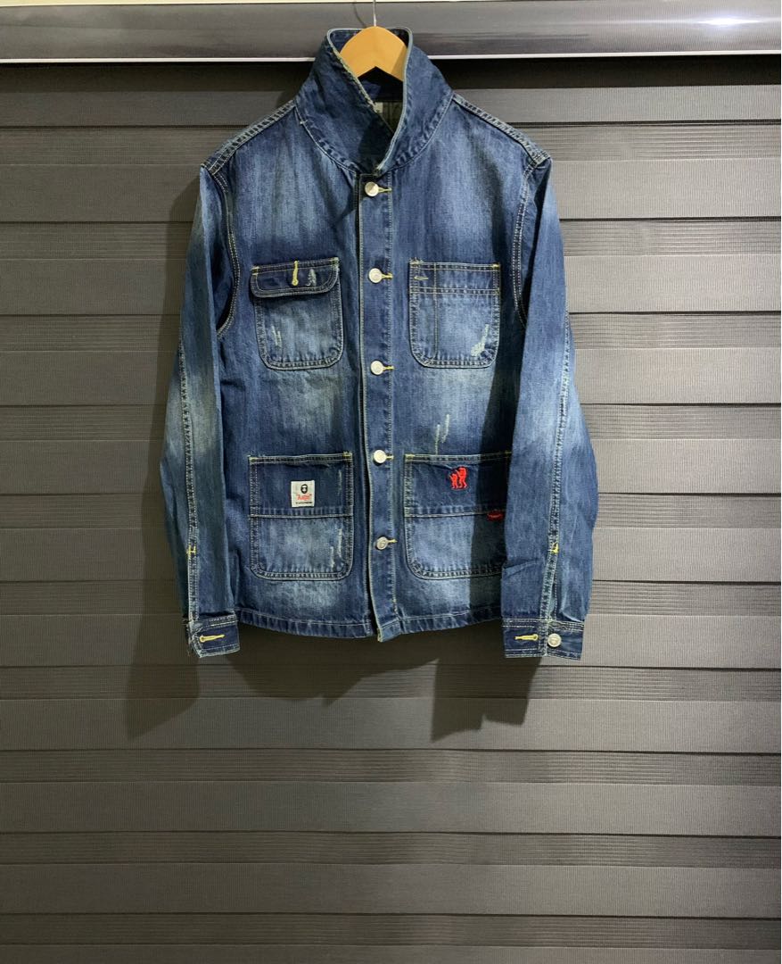 Bape Denim Jacket, Men's Fashion, Coats, Jackets and Outerwear on Carousell