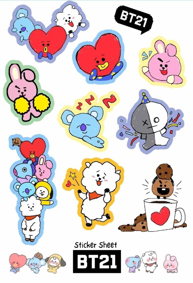 BT21 Sticker Sheet | Line Friends | BTS, Hobbies & Toys, Stationary ...